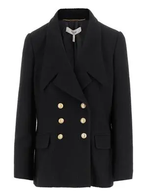 Chloé Double-breasted Bouclé Wool Jacket - Black