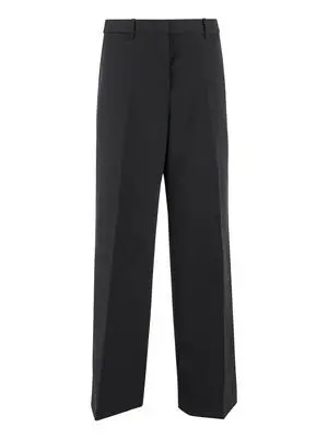 JIL SANDER Tailored Wool Gabardine Wide Leg Pants - Black