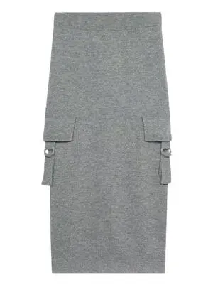 Blumarine Wool Midi Skirt With Cargo Pockets - Grey