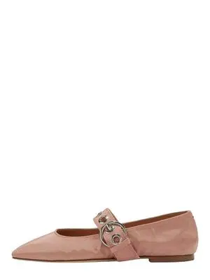 AeydĒ Eyelet-buckle Ballerina Flats - Pink