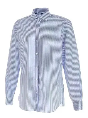 BARBA NAPOLI Striped Button-up Shirt - Blue
