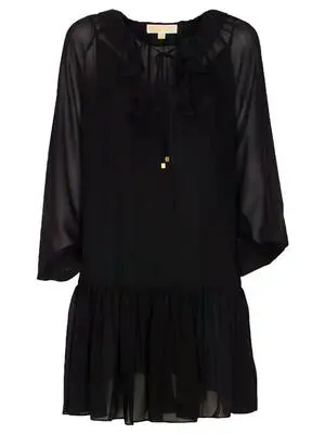 Michael Kors Lace-trimmed Ruffled Dress - Black