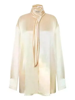 Alberta Ferretti Satin Blouse With Scarf - Neutrals