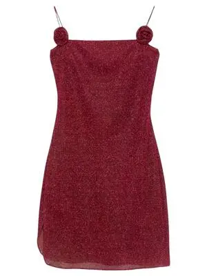 Oseree Rose-appliqué Mini Dress - Red