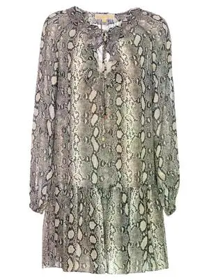 Michael Kors Snake-print Ruffled Dress - Grey