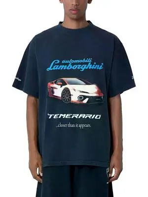 Balenciaga Lamborghini-print Crew-neck T-shirt - Black