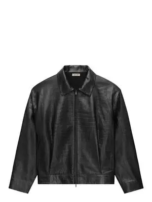 Fear Of God Crocodile-effect Zip-front Leather Jacket - Black