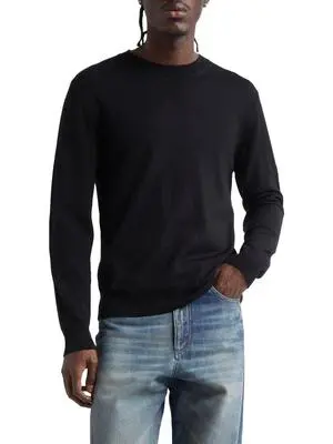 MAISON MARGIELA Leather Elbow Patch Crewneck Sweater - Black