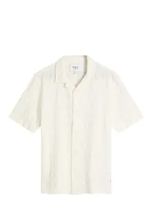 WAX LONDON Didcot Seersucker Waffle Vacation Shirt - Ecru