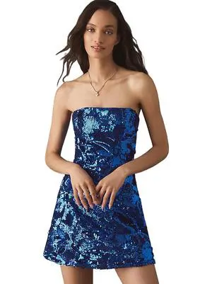 HELSI Linda Strapless Mini Dress - Blue