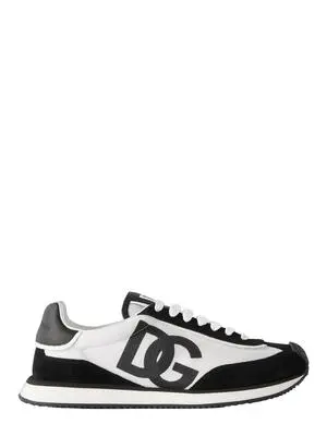 Dolce & Gabbana Logo-print Mesh, Leather And Suede Sneakers - Black