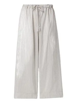 THE ROW Yayah Cropped Striped Silk Pants