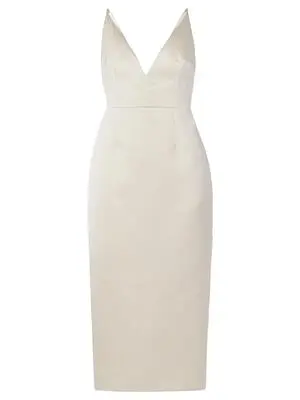 EMILIA WICKSTEAD Vero Open-back Duchesse-satin Midi Dress - Ivory