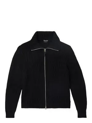 TOM FORD Slim-fit Ribbed Wool And Mohair-blend Zip-up Cardigan - Black