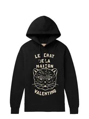 Valentino Garavani Logo-print Cotton-jersey Hoodie - Black