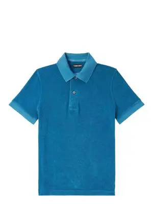 TOM FORD Slim-fit Cotton-blend Terry Polo Shirt - Blue