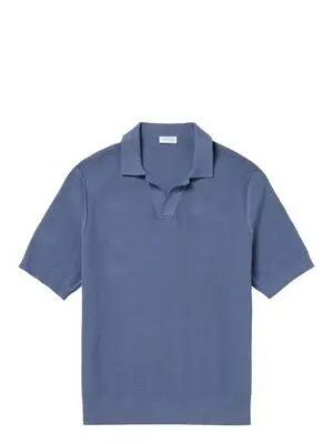 Sunspel Cotton-mesh Polo Shirt - Blue
