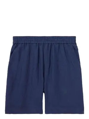 Sunspel Straight-Leg Linen Shorts Navy