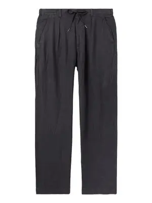 Ralph Lauren Straight-leg Pleated Linen Drawstring Trousers - Black