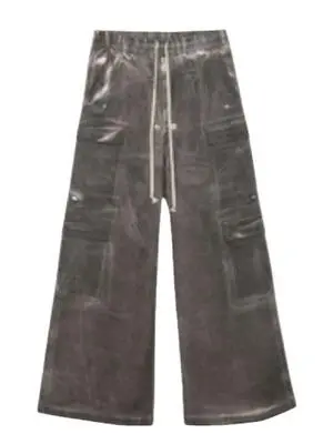 Rick Owens Foil Denim Double Cargo Jumbo Belas Pants - Darkdust