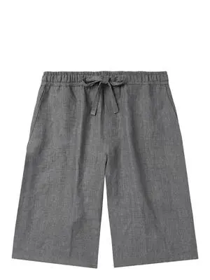 Dolce & Gabbana Straight-leg Linen Drawstring Shorts - Gray