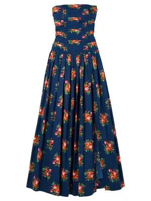 Cara Cara Montreal Strapless Floral-Print Maxi Dress Navy