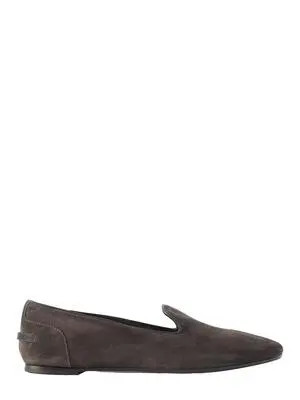 Brunello Cucinelli Bead-embellished Suede Ballet Flats - Brown