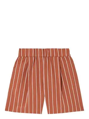 Brunello Cucinelli Striped Cotton-Blend Poplin Shorts Orange