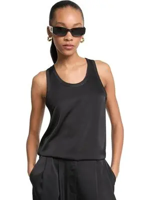Michael Kors Satin Racerback Tank Top - Black