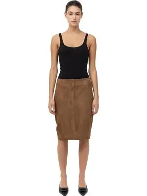 ST AGNI Suede Pencil Skirt - Toffee