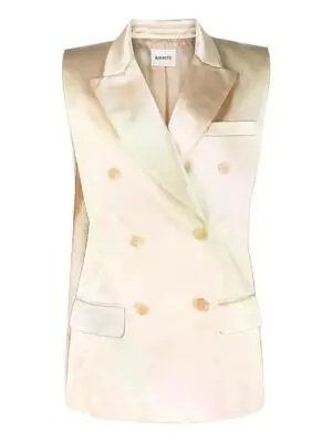 Khaite Nathan Double-breasted Satin Blazer - Neutrals