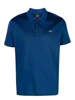 Paul & Shark Logo-patch Organic-cotton Polo Shirt - Blue