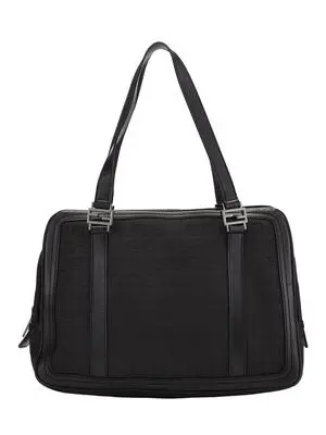 Fendi Zucchino Canvas Boston Bag - Black