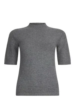 Liu Jo Mock Neck Short Sleeve Sweater - Grey