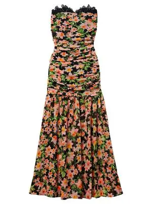 KIKA VARGAS Viola Lace-trimmed Floral-print Chiffon Midi Dress - Multi