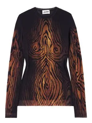 JEAN PAUL GAULTIER Printed Mesh T-shirt - Brown