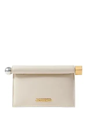 Jacquemus Pochette Small Embellished Leather Clutch Ivory