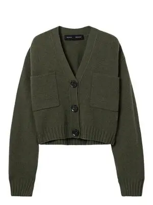 Proenza Schouler Sofia Cropped Cashmere And Wool-blend Cardigan - Green