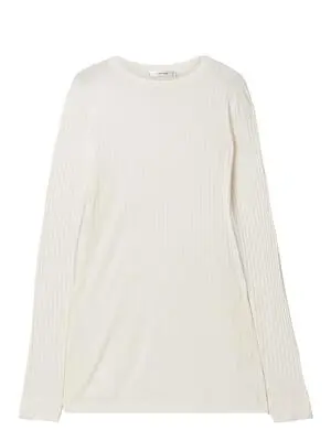 THE ROW Keya Ribbed-Knit Sweater Neutrals