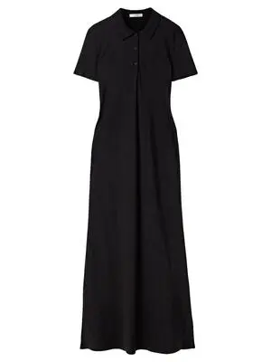 THE ROW Valenit Cotton And Silk-blend Jersey Maxi Shirt Dress - Black