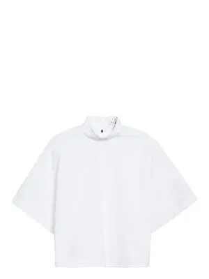 Alaïa Mock Neck Poplin Crop Top - Blanc