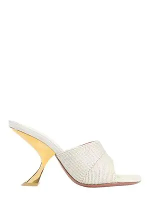 Amina Muaddi 90mm Leather Heeled Sandals - Neutrals