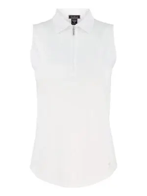 GOLFTINI Zip-neck Sleeveless Polo Top - White