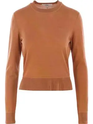 Chloé Logo-embroidered Crew-neck Top - Brown