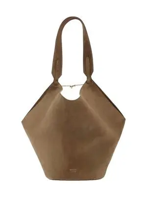 Khaite Lotus Suede Shoulder Bag Marrone