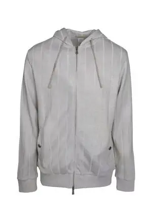 Eleventy Striped Zip-up Hoodie - Neutrals