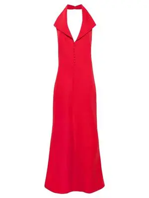 ATU BODY COUTURE Halter-neck Button-front Maxi Dress - Red
