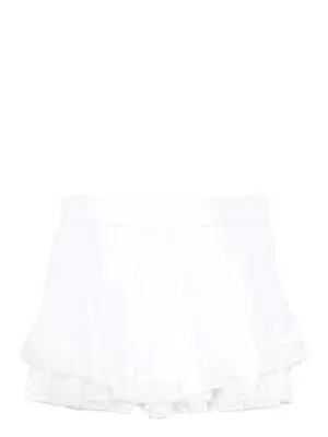 PNK Pleated Lace-trimmed Shorts - White