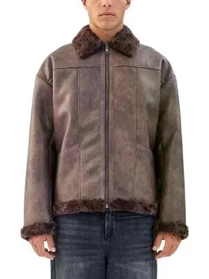 UNREAL FUR Faux Fur-collar Jacket - Brown
