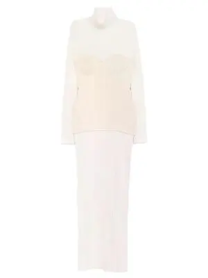 Jean Paul Gaultier Ribbed-knit Corset Dress - Neutrals